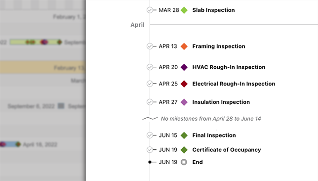 New for ConstructionOnline™ 2023: Milestone Timeline Blade for Scheduling